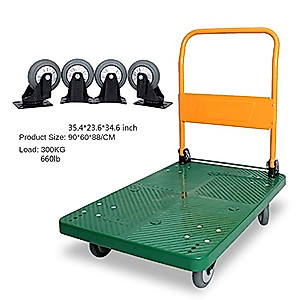 Platform Trucks Flatbed Cart Platform Truck Foldable Moving Hand Truck Rolling Push Cart 360 Degree Wheels Weight for Warehouse Basements Capacity Load 660 lb Push Cart