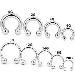 Ocptiy 0G 2G 4G 6G 8G 12G 14G 16G 20G Ear Earrings Gauges Septum Stretching Piercing Kit Surgical Stainles Steel Horseshoe cool Wide Septum Lip Ring Hoop Plug Tunnel earring Piercin Jewelry Women Men