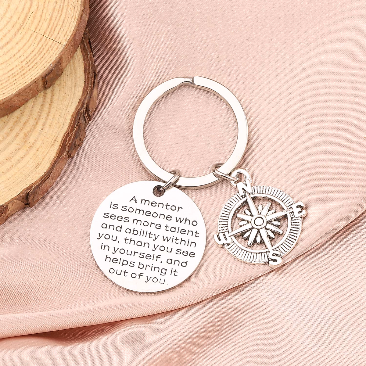 Gzrlyf Mentor Keychain with Compass Charm Mentor Appreciation Gifts for Mentor Leader (Mentor Keychain C)