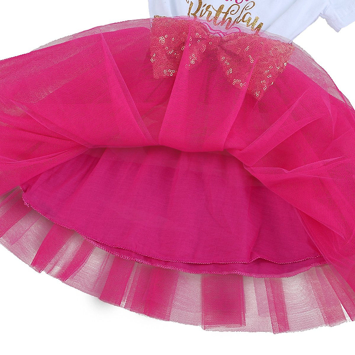 Girl Newborn It's My 1st/2nd Birthday Shinny Printed Tutu Princess Dress Outfit Set Rose (2 Years)