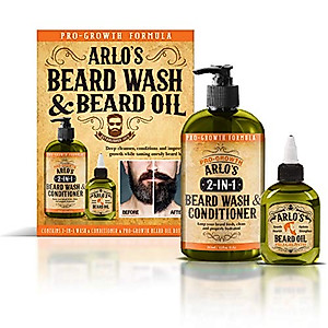 Arlo's 2-in-1 Pro-Growth Beard Wash and Conditioner 12 oz with Pro-Growth Beard Oil 2-PC Kit