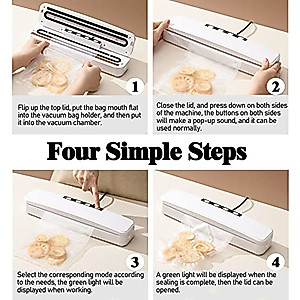 Vacuum Sealer Machine, 60kpa Dry/Moist Food Sealer, Four Fresh Modes to Deal With Various Food Preservation Problems, Compact Design with 20 Packs Storage Bags, White