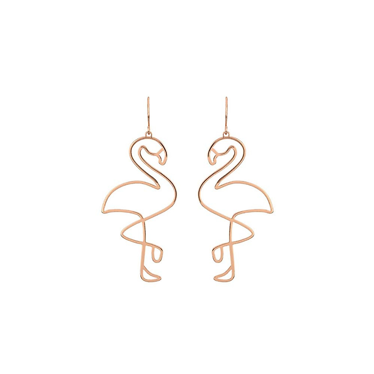 Doubnine Flamingo Hollow Earrings Bird Frame Drop Dangle Rose Gold Earrings Bohemian Jewelry for Women