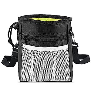 Left&Right Dog Treat Pouch, Dog Training Treat Pouch for Pet, Dog Treat Pouch for Training Small to Large Dogs, Dog Treat Bag with Waist Belt Shoulder Strap Poop Bag Dispenser -4 Ways to Wear -Black