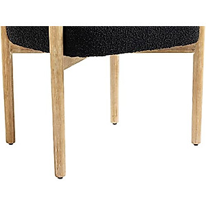 Meridian Furniture 561Black-C Hyatt Collection Mid-Century Modern Dining Chair with Solid Wood Natural Finish, Rich Black Boucle Fabric, 26.5" W x 22" D x 28" H, Black