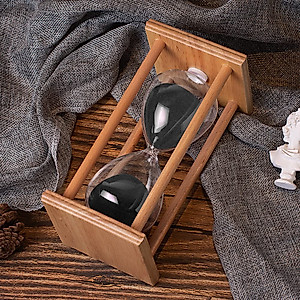 Hourglass Timer with Black Sand, 60 Minute Wooden Sand Timer, Creative Handcraft Decoration