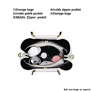 Qiayime women's Fashion shoulder handbags purses PU Leather Top Handle satchel Tote Crossbody Bag (White)