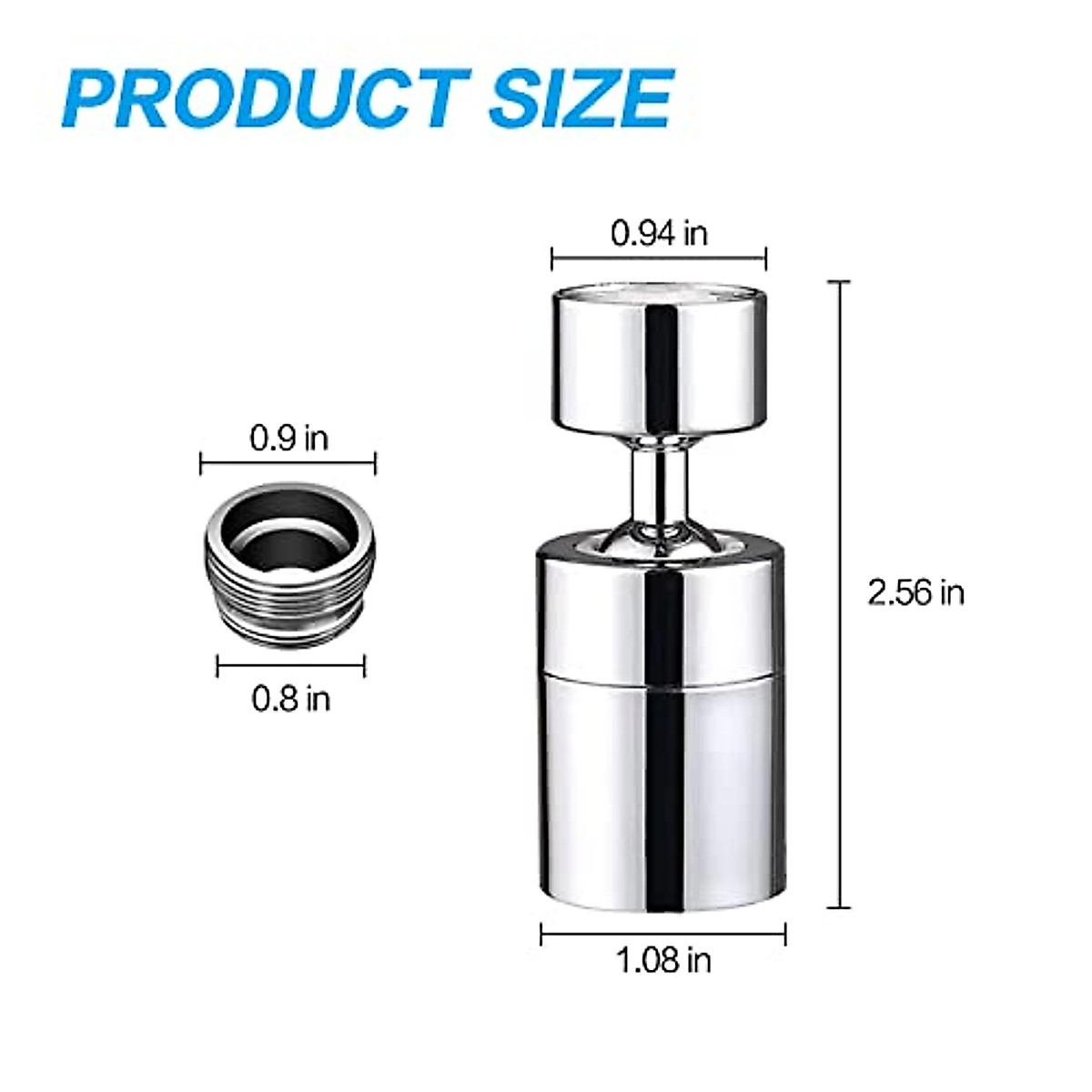 HotMax 360° Swivel Faucet, Dual-mode Faucet Aerator, Kitchen Sink Aerator, Multi-functional Robotic Arm Faucet, Faucet Extension Replacement Part for Kitchen, Bathroom (1pack)