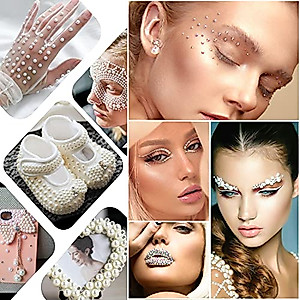 3 Boxes of Flat Back Nail Art Crystal Rhinestones+Pearl Set 1 Colorful+AB+Transparent White Rhinestone+Half Round White&Beige Pearl with Picker Pencil and Tweezer For Home DIY And Professional Use