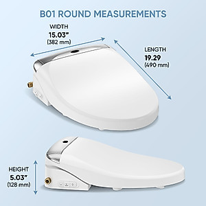 LEIVI Smart Bidet Toilet Seat with Wireless Remote and Side Panel, Multiple Spray Modes, Adjustable Heated Seat, Warm Water and Air Dryer, Auto LED Nightlight, Round