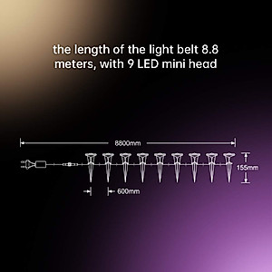 LinkupHome Smart LED Garden Spotlights, Work with Alexa, Google Assistant, Tuya Smart App, WiFi System (No Hub), Outdoor IP65 Waterproof, 8.8m, 9LEDs, 5W Dimmable 16 Million Colors