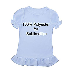 Kate's Craft Store Blank Sublimation Tee T-Shirt for Girls, Toddlers, Baby. 100% Polyester. Boutique Ruffle Hem, Ruffle Sleeves. 2 Pack. (6T) White