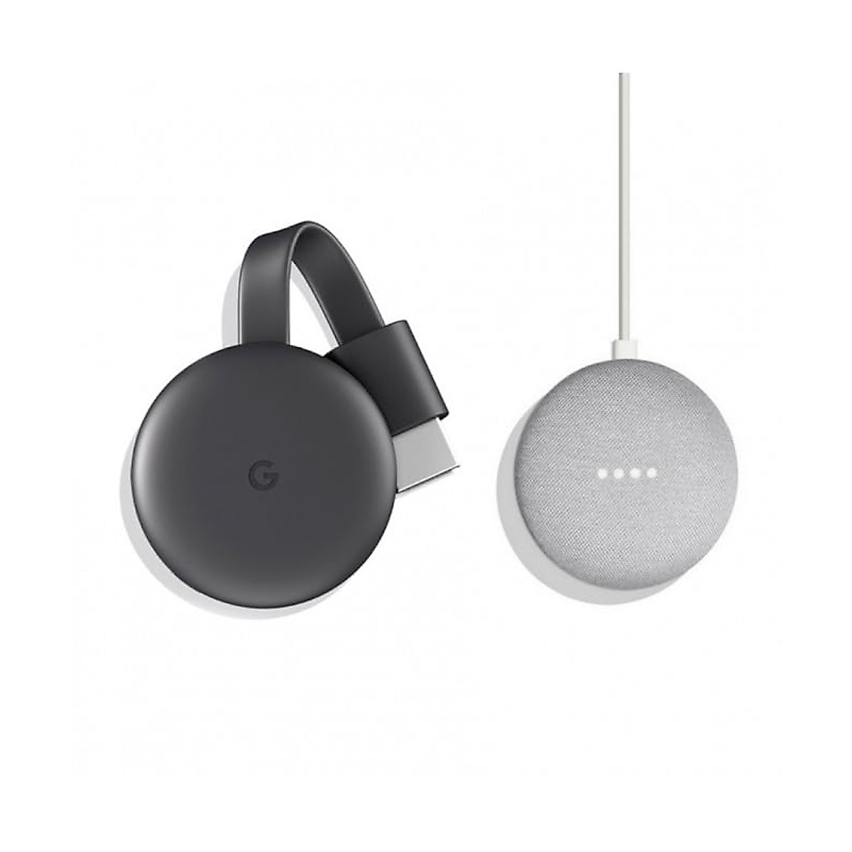 Google Nest Mini 2nd Generation Chalk (Bluetooth Speaker) Chromecast 3rd Gen - Value Bundle