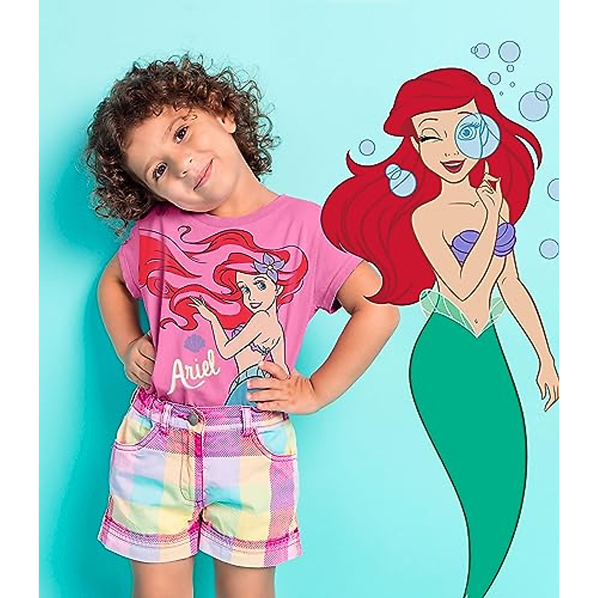 Disney Princess T-Shirts (4-Pack) Girls Short Sleeve Aurora, Cinderella, Snow White, Jasmine, Rapunzel, Ariel, Moana, Tiana 4T Lb/Pk/Y/T SS