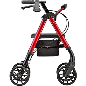 NOVA Medical Products Star 8 Rollator Walker with Perfect Fit Size System, Red, Petite, 1 Count