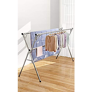 AIODE Clothes Drying Rack for Laundry Foldable Free of Installation Adjustable Stainless Steel Garment Rack