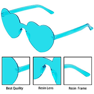 SIQUK 14 Pairs Rimless Heart Shape Sunglasses Frameless Heart Sunglass, 14 Color