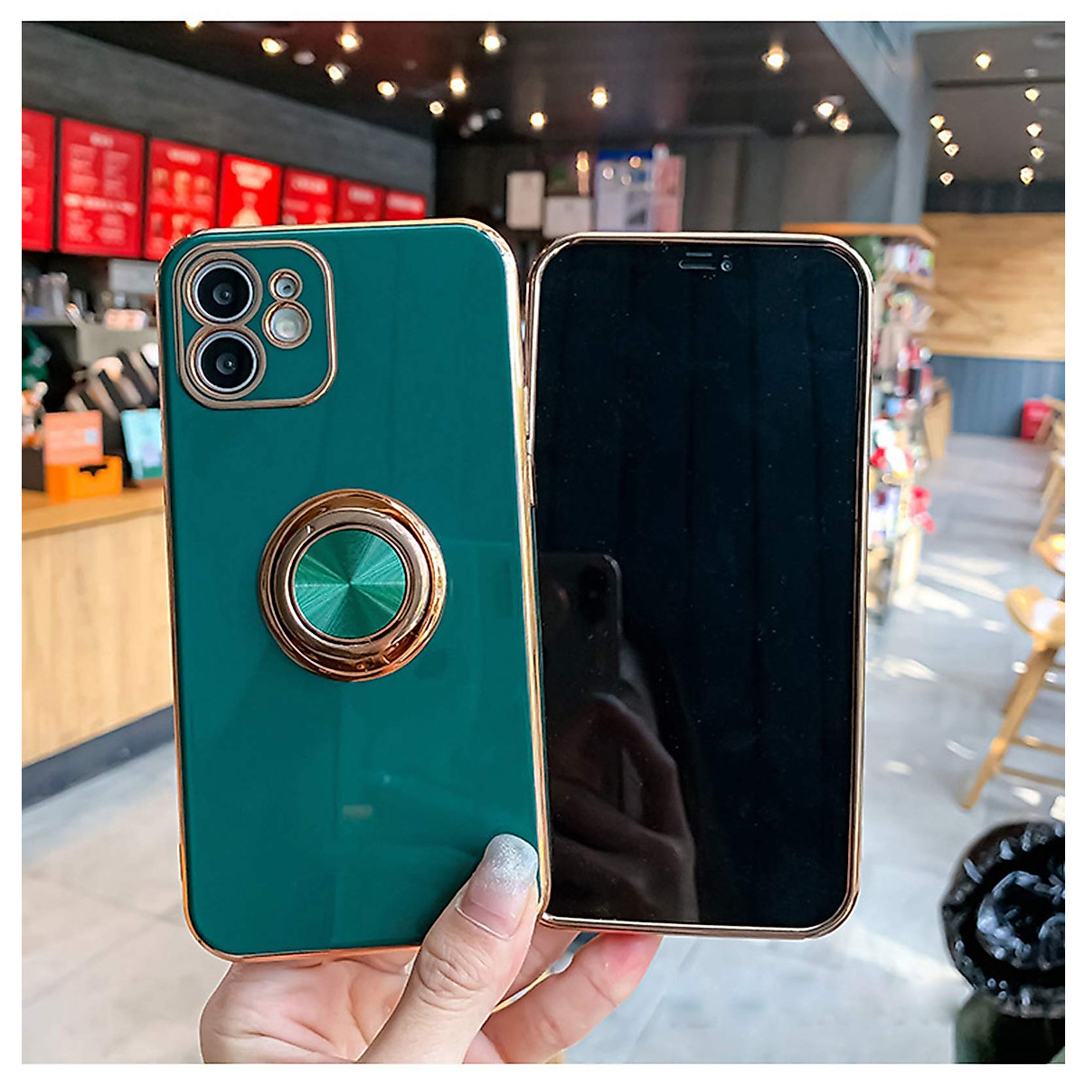 UnnFiko Bumper Stand Case Compatible with iPhone XR, Soft Cover with Ring Holder 360°Ring Holder Kickstand Car Mount Supported Protective Phone Cases (Blue, iPhone XR)