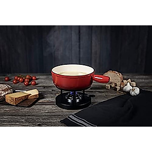 Kuhn Rikon Induction Cast Iron Fondue Pot, 7.87", Red