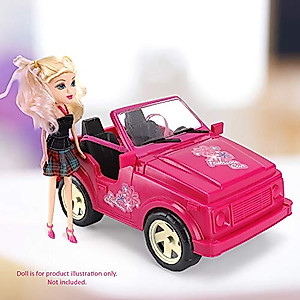 Pink Convertible Doll Car, Cruiser Sport Utility Vehicle Toy Car with Rolling Wheels, 2 Seats, Pretend Play Gift for 3 to 7 Year Old Girls (Compatible with Barbie)