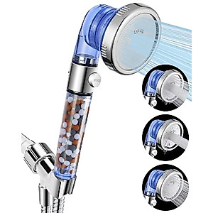 Luxsego Filtered Shower Head for Hard Water with Stop, High Pressure 4-Mode Shower Heads Built-in Power Spray to Clean Corner, Tub & Pets, Water Softener Handheld Shower to Remove Chlorine & Fluoride