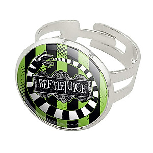 GRAPHICS & MORE Beetlejuice Beetle Worm Silver Plated Adjustable Novelty Ring