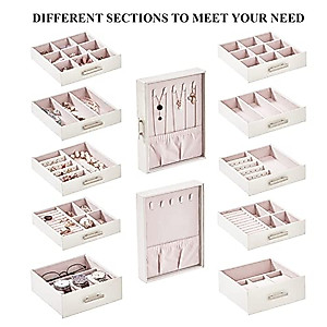 ANWBROAD Jewelry Boxes for Women White Jewelry Organizer Box Roomy for All Jewelry Jewelry Storage Case for Necklace Earring Bracelet Ring Leather Jewelry Storage Box Gifts for Women UJJB007W