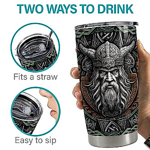 Viking Cup Tumbler 20oz Viking Gifts for Men Vikings Stainless Steel Insulated Tumblers Coffee Travel Mug Gift for Birthday Christmas