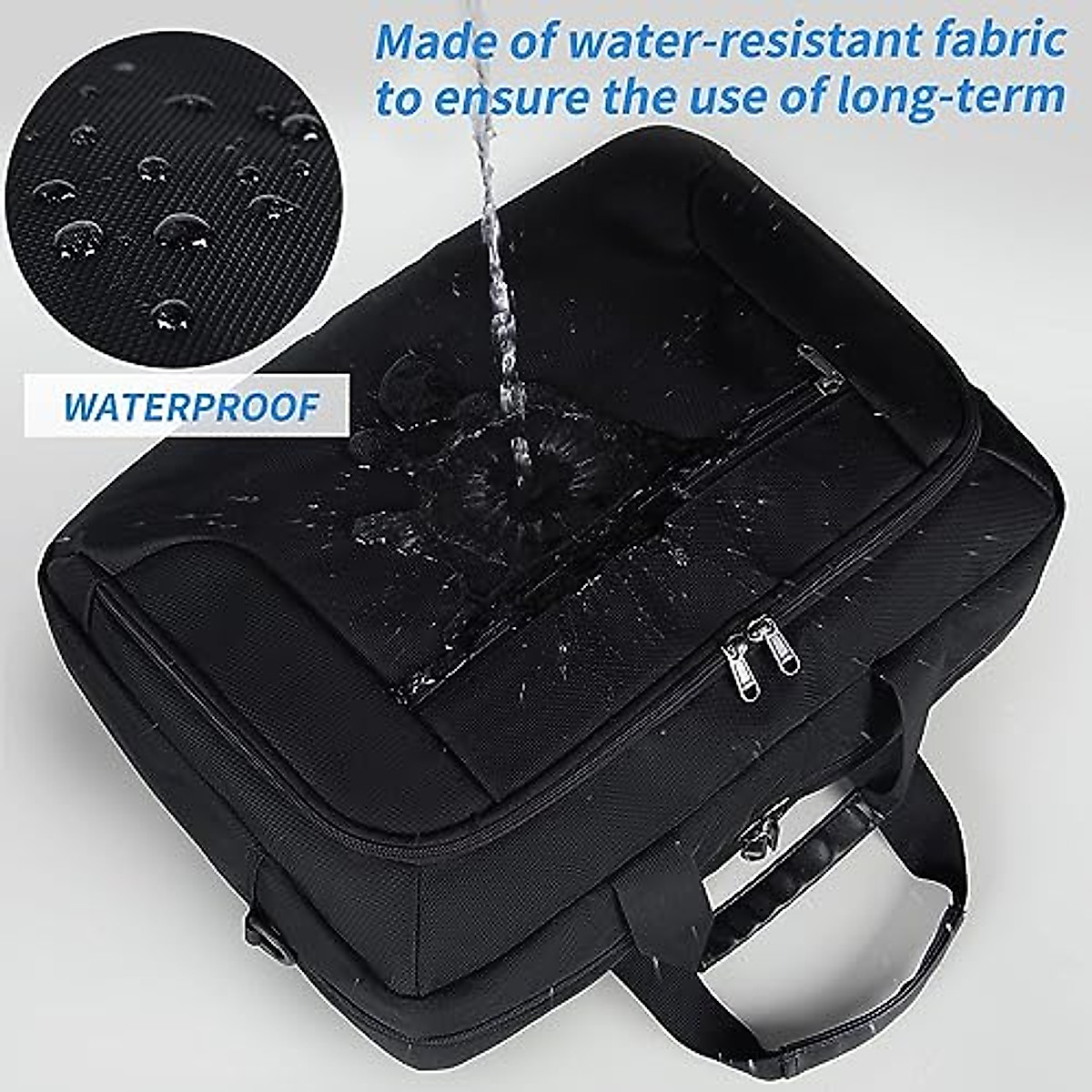 Laptop Bag 15.6 Inch Laptop Briefcase Computer Bag for Men Women Waterproof Business Office Work Large Laptop Case 15.6 Inch Adjustable Shoulder Messenger Bag Black