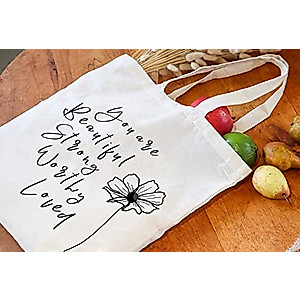 Haukea Canvas Tote Bag for Women Aesthetic Cute Tote Bags Inspirational Gifts Reusable Grocery Shopping Bags Book Tote