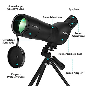 HUICOCY Spotting Scopes, 39-19m/1000m Spotting Scopes with Tripod, FMC Lens, BAK4 45 Degree Angled Eyepiece, Fogproof Scope with Phone Adapter, Carry Bag, Bird Watching Wildlife Scenery (20-60x60mm)