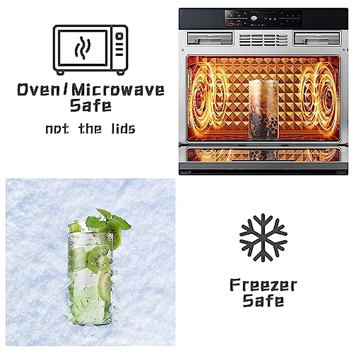 Kftamoetly 2 Pack Glass Cups with Bamboo Lids and Glass Straws, Reusable Wide Mouth Drinking Cups Can Glass Suitable for Juice, Ice Coffee, Tea, Beer, Whiskey (Transparent)