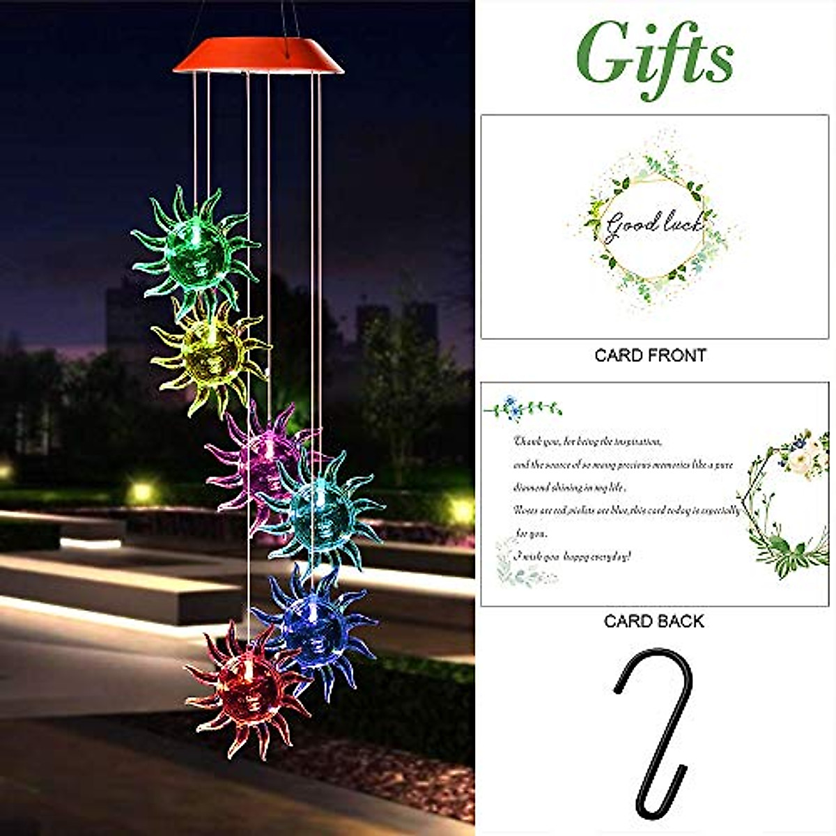Sunflower Solar Wind Chimes,Gifts for All mom/Grandma/Women/Aunt /Daughte/Friend /Niece/Sister/Teacher/dad, Mother Birthday Gift, Gardening Gifts,windchimes Outside, Perfect for The Patio, Garden