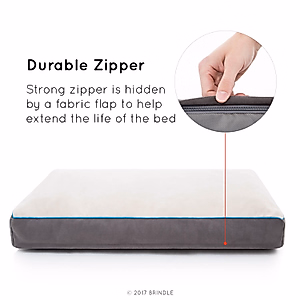 BRINDLE Stone Shredded Memory Foam Pet Bed - Pet Essentials - Orthopedic Design - Pet Crate Compatible - Machine Washable Cover - Indoor Pet Bed for Dogs, Puppies, Cats, and Rabbits - Size Large