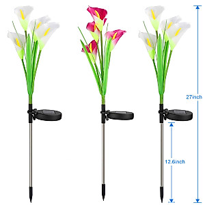 WOSPORTS Solar Lights Outdoor Garden Stake Flower Lights, Multi Color Changing LED Lily Solar Powered Lights for Patio, Lawn, Garden, Yard Decoration (Solar Lights Outdoor 3Pack)