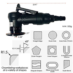 Mini Chamfering Tool 45 Degree Handheld Metal Deburring Trimming Chamfering Machine Pneumatic Beveling Machine, Light Linear Air Chamfer Tool Arc Edge Beveler with Precision Blade Inserts