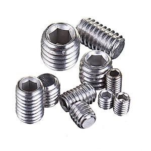 Yakamoz 200Pcs M3 M4 M5 M6 M8 Hex Allen Head Socket Grub Screw Set Stainless Steel Cup Point Metric Screws Assortment Fasteners Kits