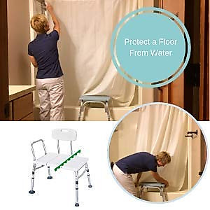 HEALTHLINE Tub Transfer Bench, Lightweight Medical Bath and Shower Chair with Back, Non-Slip Seat, Transfer Bench for Elderly and Disabled, Medical Bath Shower Chair, Adjustable Height, White