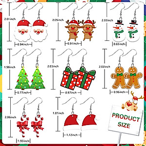 AUGSUN 8 Pairs Holiday Earrings for Women Christmas Acrylic Earrings Double Side Design Christmas Tree Gingerbread Men Decoration Christmas Jewelry