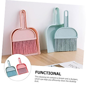 Amosfun 2 Set Mini Dustpan Mini Cleaning Brush Mini Cleaning Broom Small Hand Broom Hand Broom and Tiny Cleanning Whisk Broom Desk Cleaner Portapotty Mini Desktop Tiny Cleaning Broom Pp