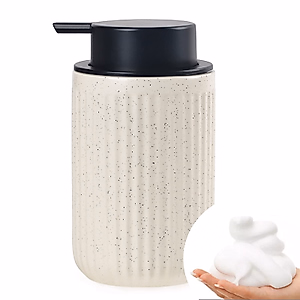 BosilunLife Foam Hand Soap Dispenser - Ceramic Foaming Soap Dispenser for Bathroom 12oz Refillable Liquid Lotion Soap Dispenser with Rust-Proof Foaming Pump for Countertop