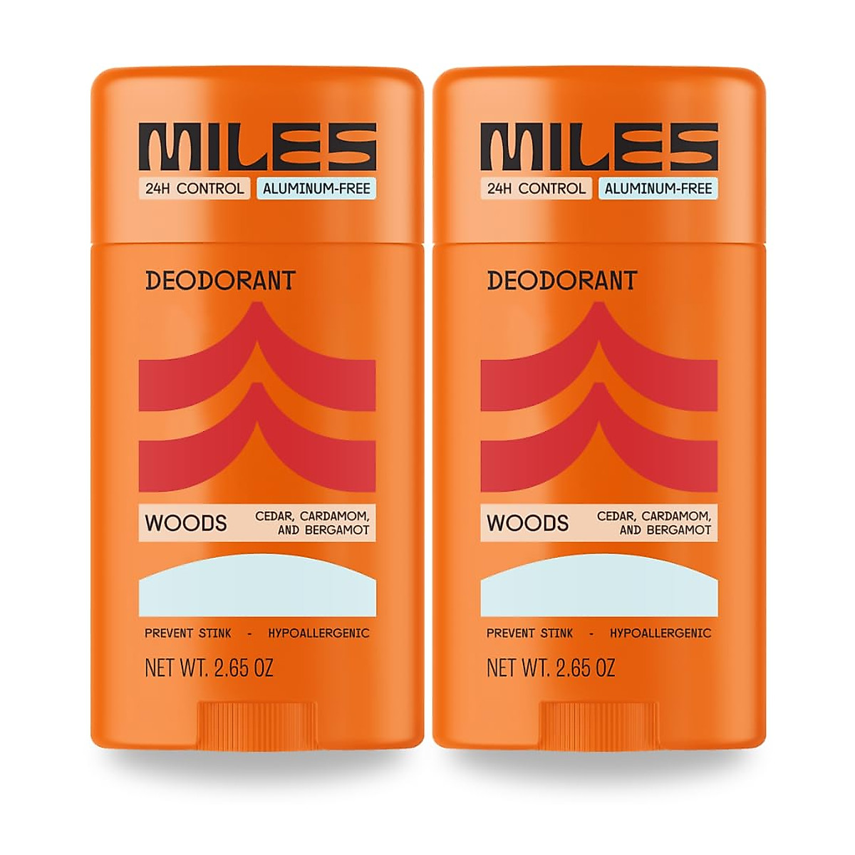 Miles - Deodorant for Teens, Tweens, & Kids - No Aluminum, Odor-Neutralizing Technology, Kid Friendly - Rugged Scent - 2-Pack