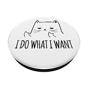 Funny Adult Humour Cat Middle Finger Men & Women PopSockets Swappable PopGrip