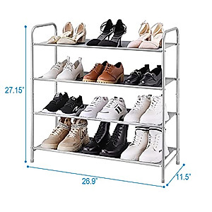 MAX Houser Shoe Rack Storage Organizer 4 Tier Free Standing Fabric Shoe Shelf Compact Shoe closet Organizer Stand Shoe Rack Shelf for 12-20 Pairs, for Entryway Closet Bedroom (Light Gray)