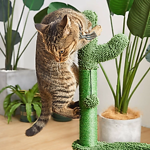 Catinsider 31" Cactus Cat Tree with Hammock and Full Wrapped Sisal Scratching Post for Small Cats Only Brown Medium