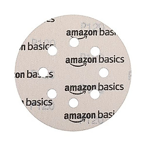 Amazon Basics 8-Hole Hook and Loop Sanding Discs - Assorted Grit, 5-Inch, 100-Pack