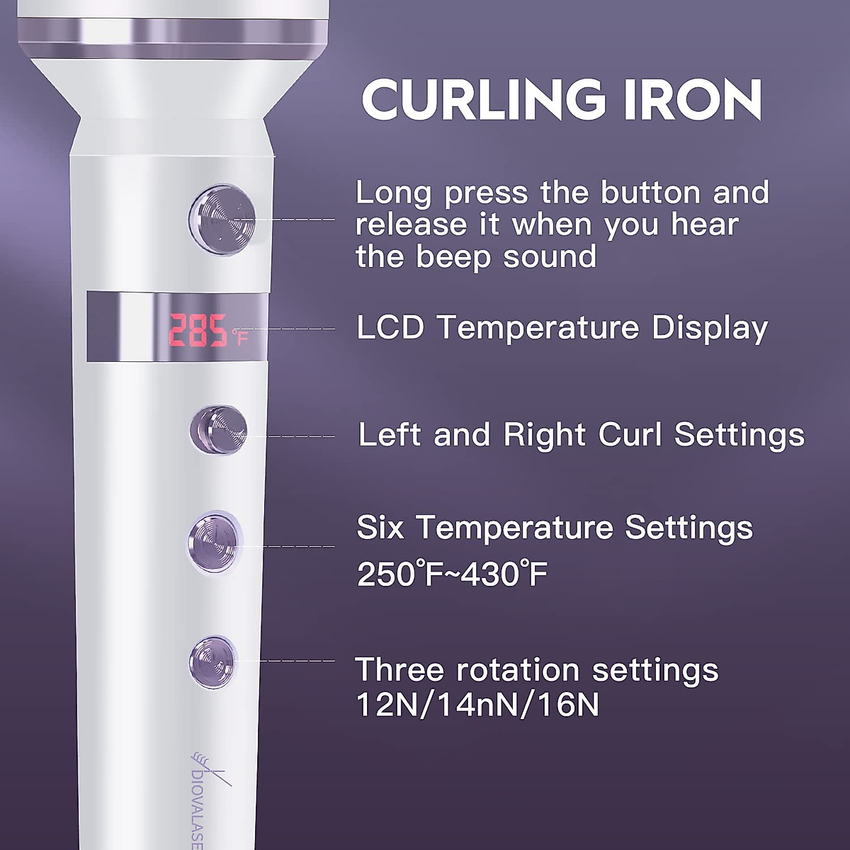 Auto Hair Curler, Automatic Curling Iron Wand with 1" Large Rotating Barrel & 6 Temps & 3 Timer Settings, Curling Iron with Dual Voltage, Auto Shut-Off, Fast Heating Spin Iron for Hair Styling
