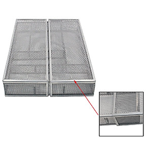 TQVAI Expandable Kitchen Drawer Organizer, 8+2 Compartments Mesh Silverware Utensils Holder, Adjustable Cutlery Flatware Tray, Silver