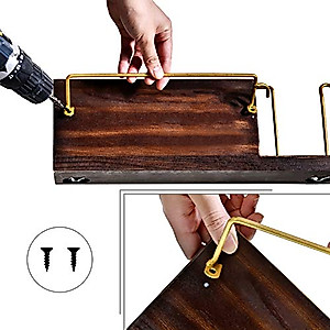 WELLAND Wooden Hair Dryer Shelf Hanging Rack Wall Mount Bathroom Organizer with Hair Dryer Holder Wall