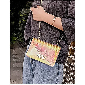 Mini Holographic Bag Evening Clutch Purses Clear Purse Iridescent Purse Shoulder Bag Handbags for Women and Girls